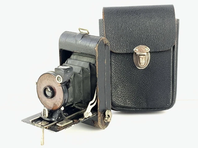 ERNEMANN ROLF I 127 Roll Film Vintage Folding Camera + Leather Case £18 ...