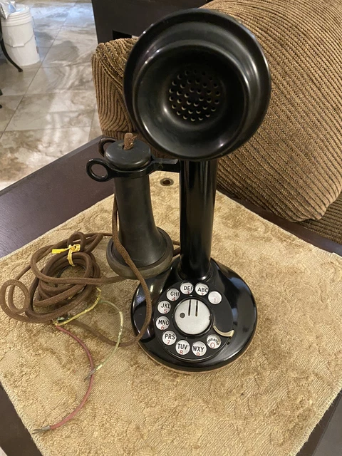 WESTERN ELECTRIC BLACK Candlestick Rotary Dial Telephone Circa 1920's ...