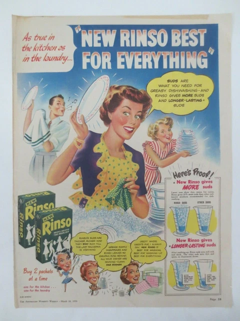 VINTAGE AUSTRALIAN ADVERTISING 1965 ad RINSO WASHING POWDER wonder suds ...