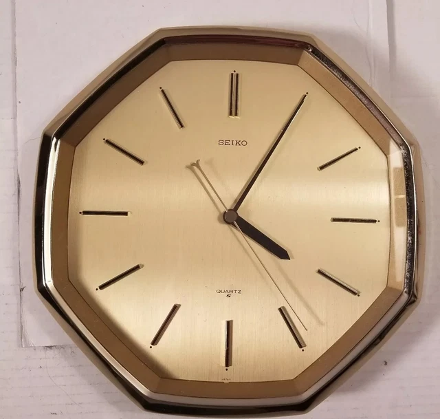 VINTAGE SEIKO MODERN octagon Wall Clock Gold Quartz made in Japan. $25. ...