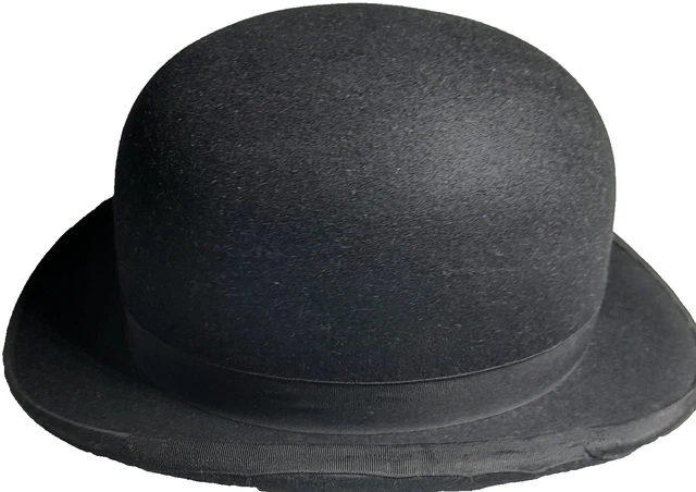 AUSTIN REED Men's Vintage Best Roan Leather Black Bowler Hat Size 7 1/8 ...