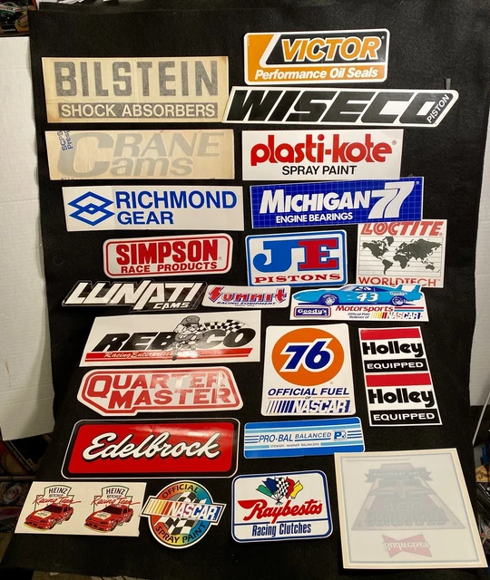VINTAGE MIX LOT OF RACING DECAL STICKERS NHRA - NASCAR - FORMULA ONE ...