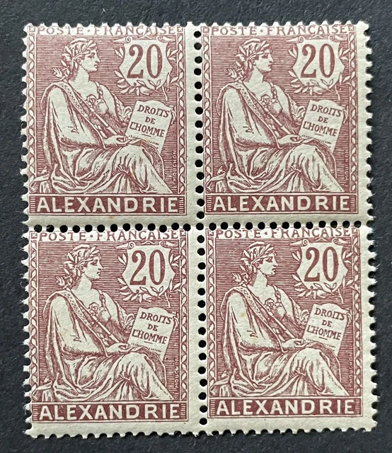 ALEXANDRIA 1902. FRENCH PO’s In Egyptian Port. 20c Brown Block Of 4 ...