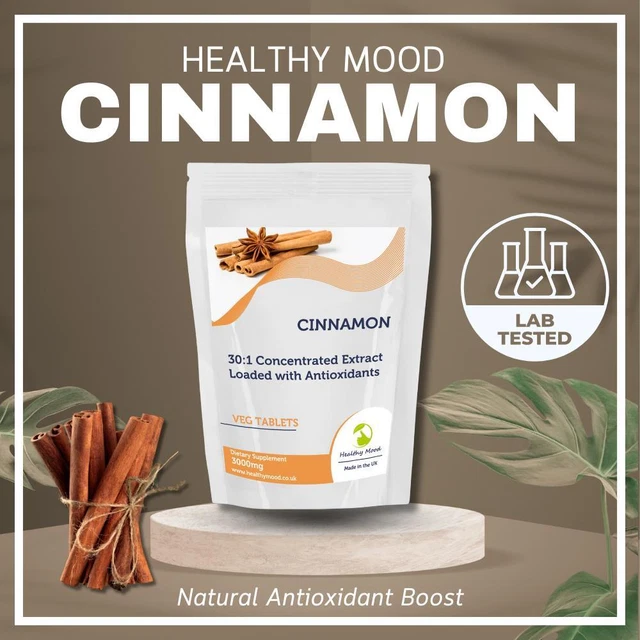 CINNAMON 120 TABLETS High-Strength Cinnamon Bark Extract Supplement for ...