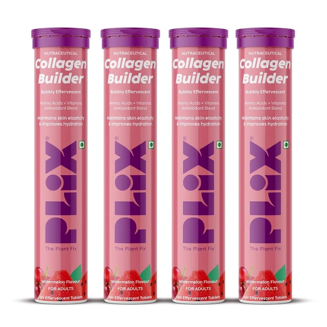PLIX COLLAGEN BUILDERFOR Anti-Aging 15 Effervescent Tablets Pack Of 4 ...
