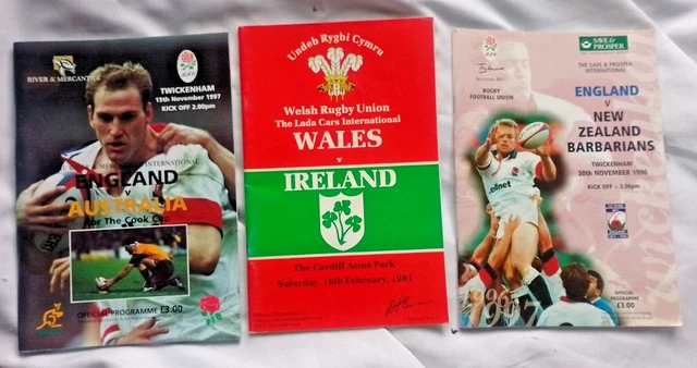 3 RUGBY UNION programmes - ENG v AUSTRALIA - WALES v IRELAND - ENG v N ...