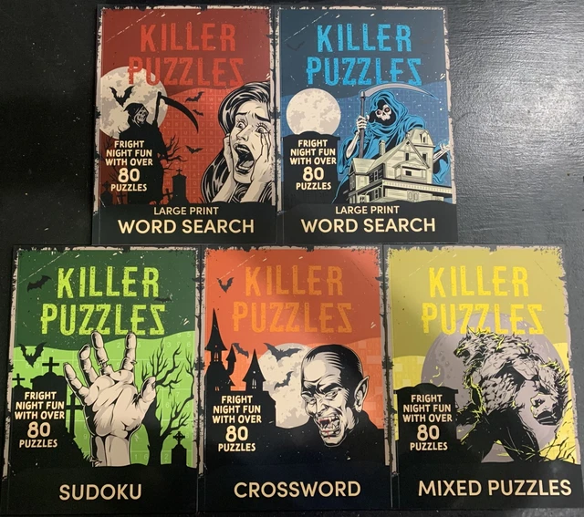HINKLER KILLER PUZZLES Lot of 5 Paperback Books-Word Search,Sudoku ...