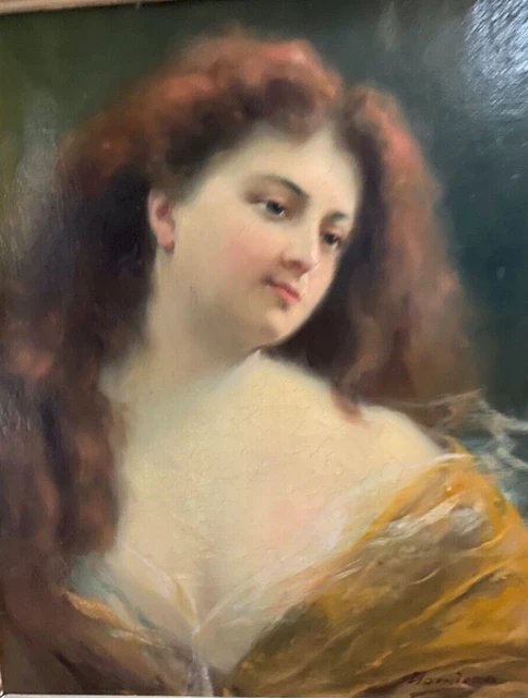 HUILE SUR TOILE "Portrait de femme rousse " Paul Blondiau XIX EUR 3.600 ...