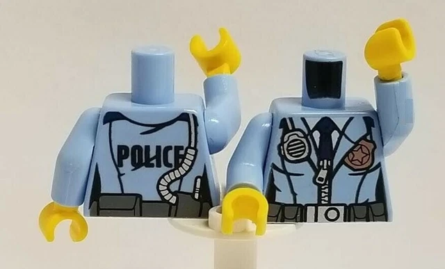 LEGO FEMALE POLICE Torso Body Part Gold Badge Silver Radio Figure Blue ...