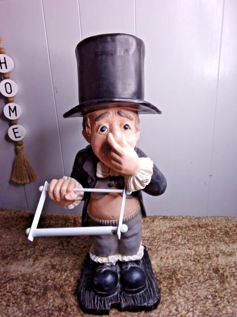 MR STINKY TOILET Paper Holder Resin Butler Holding Nose Statue Figure ...
