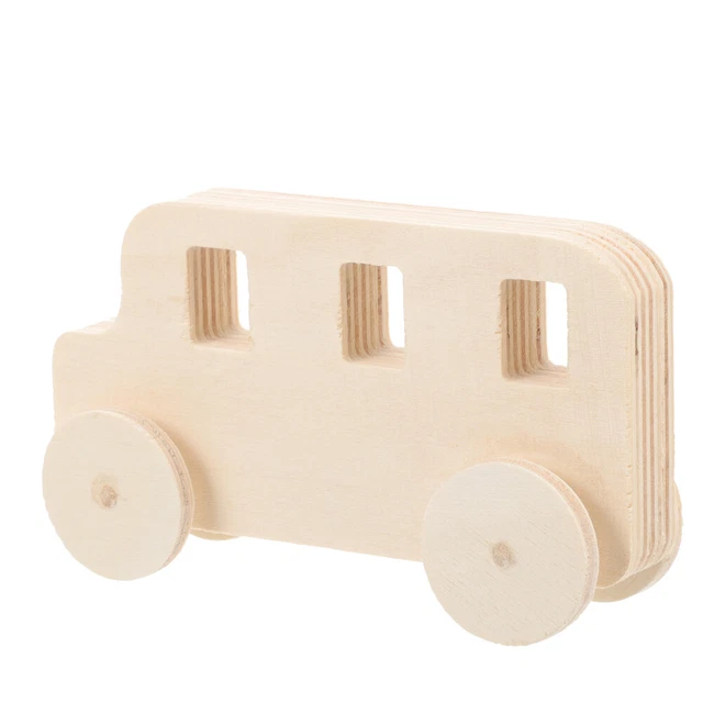WOODEN BUS DECOR DIY Graffiti Bus Blank Bus Ornament Unfinished Wood ...