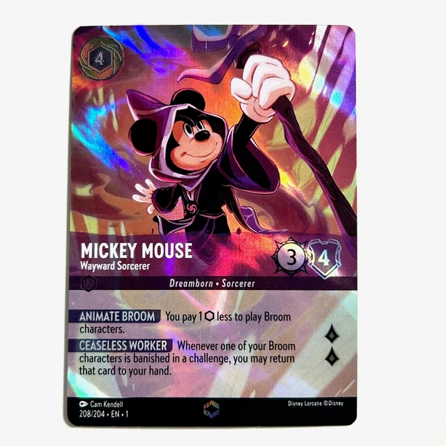 DISNEY LORCANA TCG "Mickey Mouse Wayward Sorcerer" Enchanted Holo (Pack ...