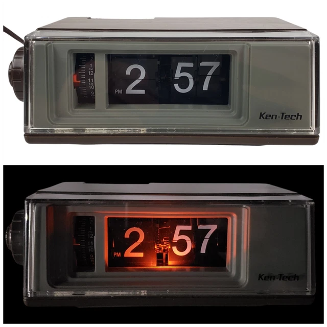 KEN-TECH MODEL-T-405A LIGHTED Numeral Leaf Flip Clock 24 Hour Alarm £51 ...