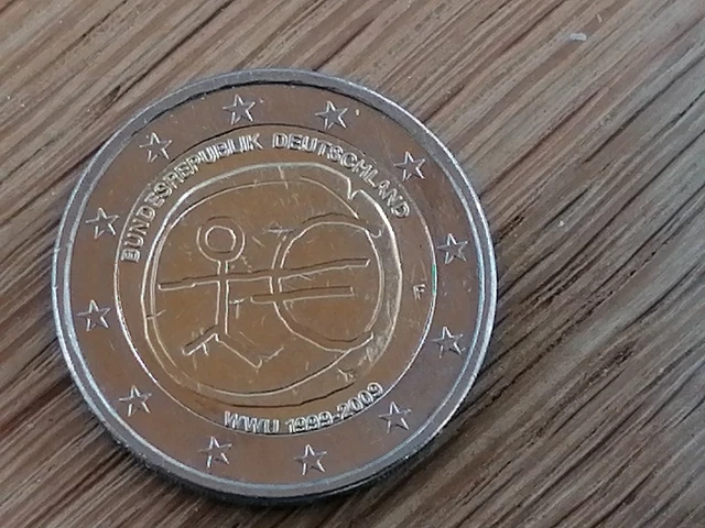 2 EURO MÜNZE Bundesrepublik Deutschland WWU 1999 - 2009 mit Strichmännchen "F" EUR 100,00 ...