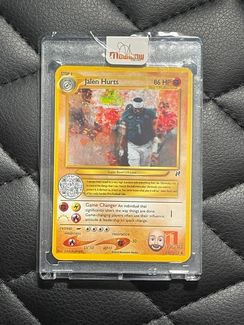 2023 JOHN RUDOLPH Signed Auto Pokémon Fighting Art Card Jalen Hurts Sup ...