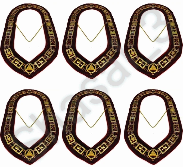MASONIC REGALIA ROYAL Arch gold Chain Collar Red Lining Backing ( Set ...