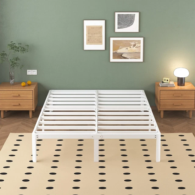 LUTOWN-TEEN 150X190 METAL Bed Frame White with Rounded 150 x 190 cm, £ ...