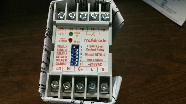 MULTITRODE MTR-2 LIQUID LEVEL CONTROL RELAY 240VAC with dip switches ...