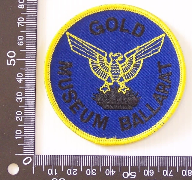 VINTAGE GOLD MUSEUM Ballarat Embroidered Souvenir Patch Woven Cloth Sew ...