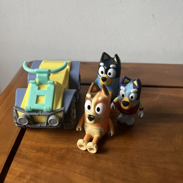 3 BLUEY FIGURES Quad Bike (1 from Pool Time Fun Playset in Rash Vest) 2 ...