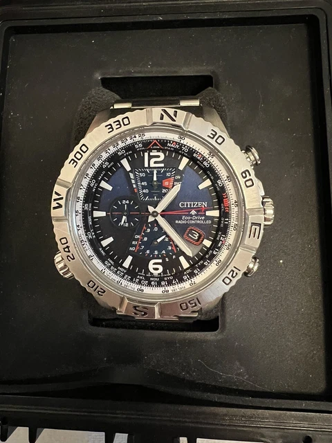 CITIZEN PROMASTER NAVIHAWK A-T Eco-Drive AT8220-55L Blue Dial Steel ...