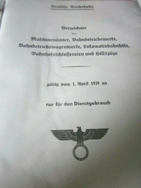 DEUTSCHE REICHSBAHN MASCHINENÄMTER Bahnbetriebswerke Stand 1939 58S ...