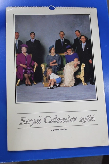 RARE ROYAL CALENDAR 1986 Queen Elizabeth II/King Charles/Princess Diana ...