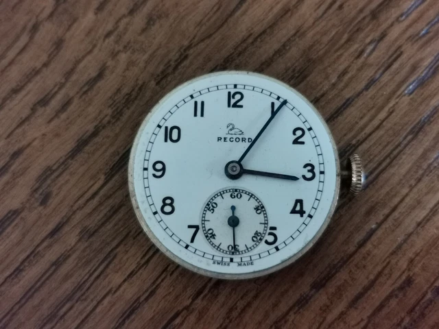 VINTAGE RECORD TRENCH Watch Movement, Dial + Hands, Needs Service $46. ...