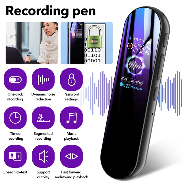 64GB SMALL DIGITAL Voice Recorder Dictaphone Audio MP3 Player Sound ...