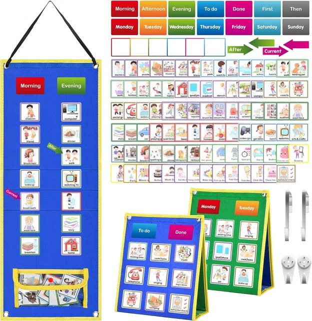 KIDS VISUAL SCHEDULE Calendar Chart, Double Side Autism Daily Chore ...