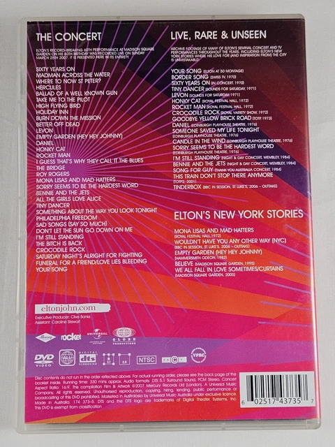 ELTON 60 LIVE At Madison Square Garden DVD - Region ALL NTSC - VGC $14. ...