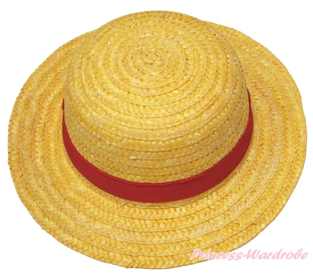 ONE PIECE LUFFY Straw Hat Yellow Red Ribbon Cosplay Adult Cap Costume ...
