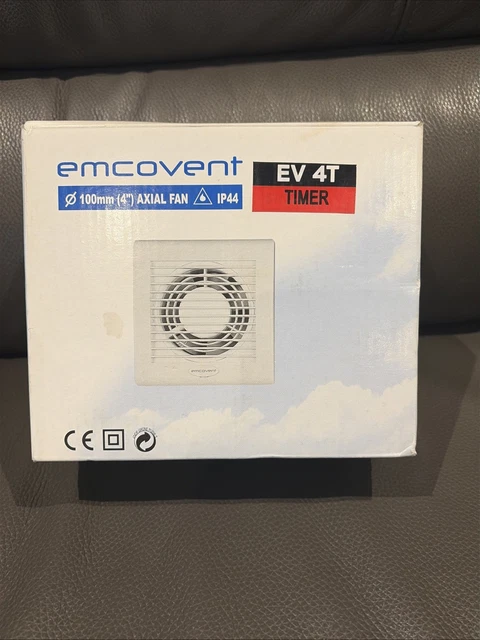 EMCOVENT 100MM (4 Inch) Axial Fan IP44 Rated. EV4T (Timer) White New £ ...