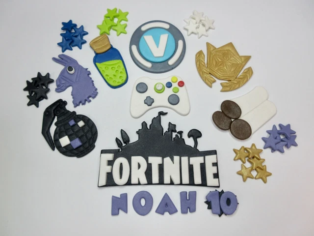 FORTNITE LOGO CAKE topper, personalised, edible fondant, handmade fresh ...