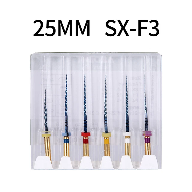 6PCS AZDENT ENDODONTIC Dental Endo Files SX-F3 Rotary Niti Files Gold ...