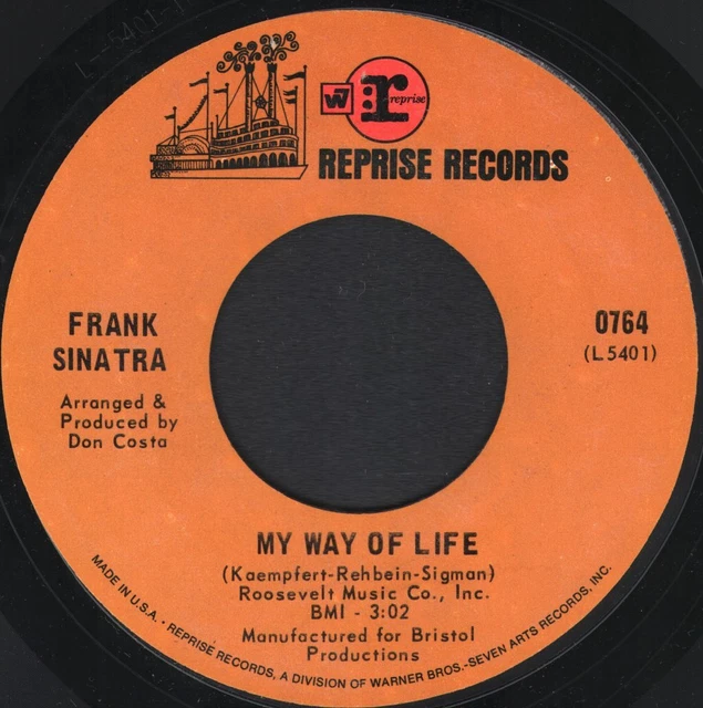 FRANK SINATRA MY Way Of Life / Cycles 7" Vinyl (0764) Usa Reprise 1968 ...