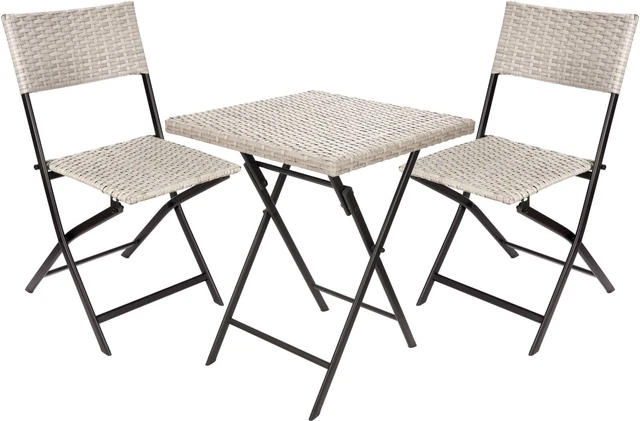 MEUBLES BISTRO SET Rotin Salon de Jardin Balcon Beige Table Chaises ...