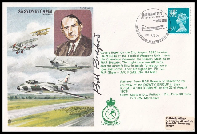 HAWKER HARRIER TEST Pilot BILL BEDFORD Signed RAF HA7a Sir Sydney Camm ...