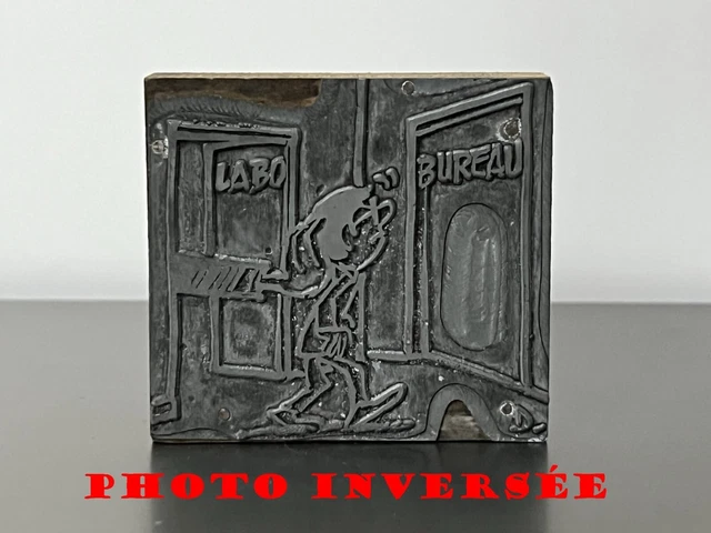 ANCIEN TAMPON PLAQUE matrice d'imprimerie Métal: Labo Bureau signé D ...