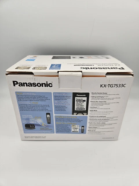 PANASONIC KX-TG7533C CORDLESS Phone System 3 Handsets DECT 6.0 New Open ...