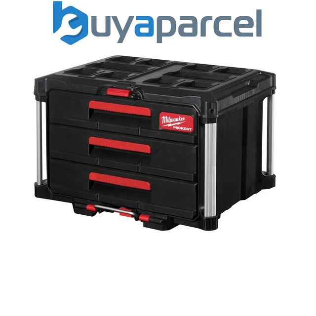 MILWAUKEE PACKOUT 3 Drawer Tool Box Organiser Stackable Tool Storage ...