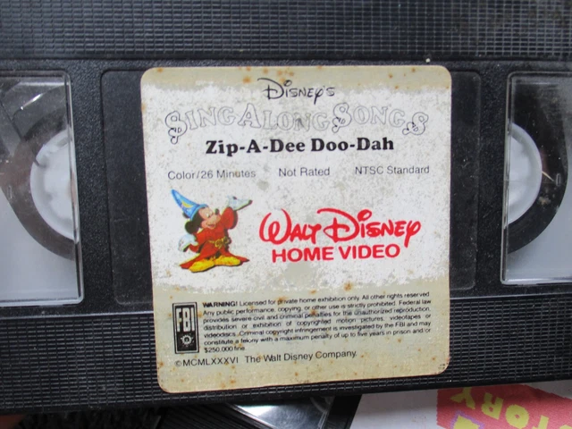 VHS - WALT Disney Sing Along Songs Zip-a-dee-do-da - Recorded ...