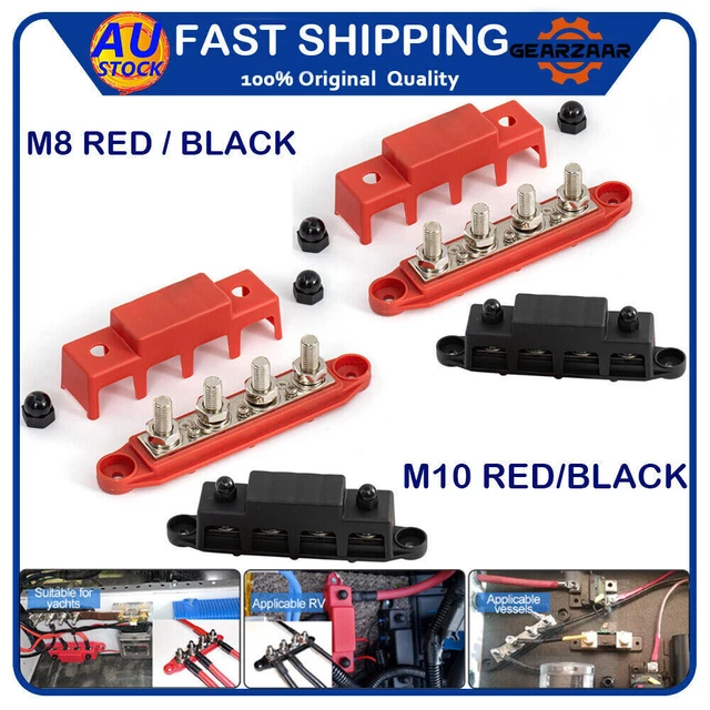 4 POST POWER Distribution Block Terminal Screw Bus Bar 250A 12V-48V DC M8 M10 Hl $20.40 ...