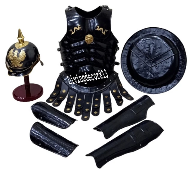 MEDIEVAL ARMOR 300 King Spartan Shield Helmet Muscle Jacket Leg Arm ...