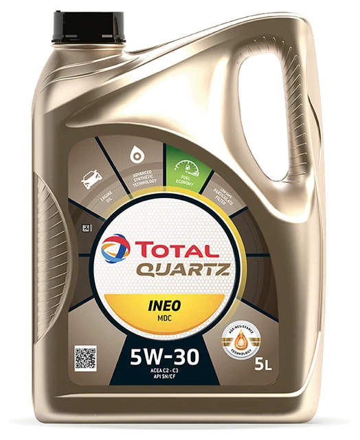 TOTAL QUARTZ INEO MDC 5W-30 engine oil 5 liter MB 229.52 GM Dexos2 Opel ...