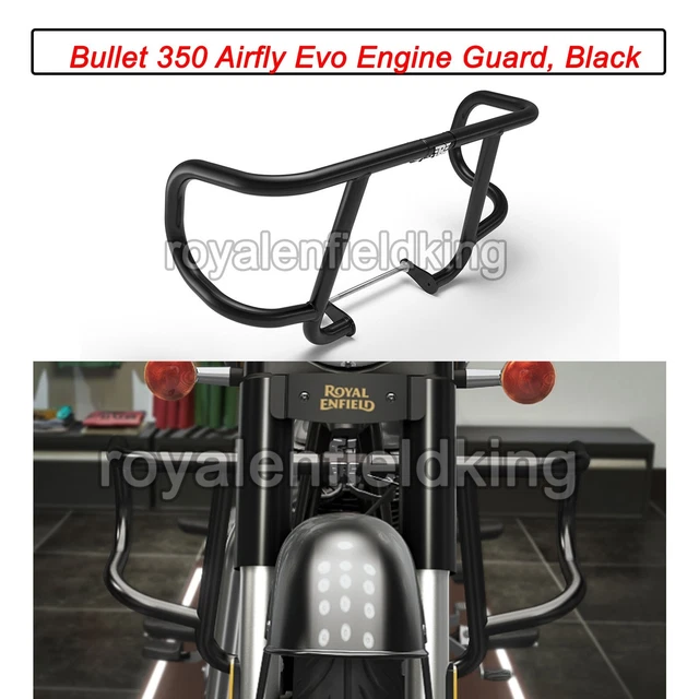 GENUINE ROYAL ENFIELD New Bullet 350 "BLACK AIRFLY EVO ENGINE GUARD ...