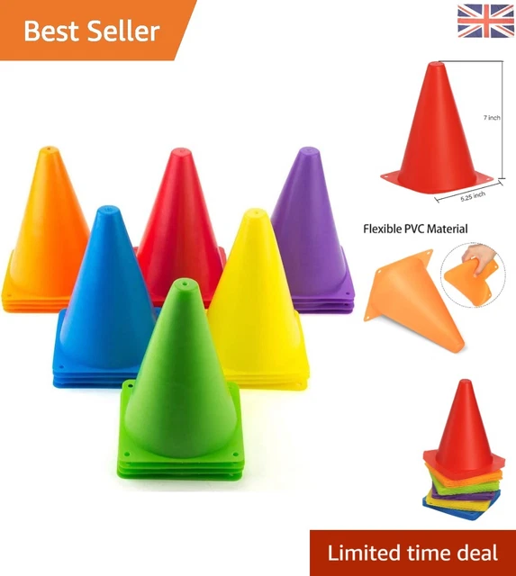 BRIGHTLY COLORED 7-INCH Training Cones - 30 Pack for Events & Physical ...