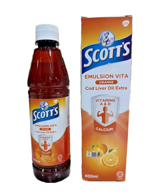 SCOTT'S EMULSION VITA Orange Cod Liver Oil Extra Vitamins A & D 400ml ...