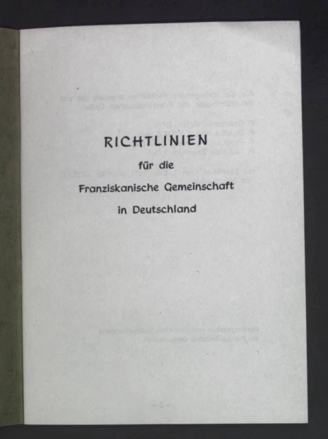RICHTLINIEN FÜR DIE Franziskanische Gemeinscahft in Deutschland. EUR 7,15 - PicClick DE