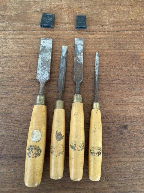 4 VINTAGE MARPLES carving chisels gouges wood carving tools carvers ...